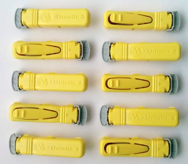 10x Unistik 3 Normal Yellow Lancets Blood Glucose Finger Pricker ...