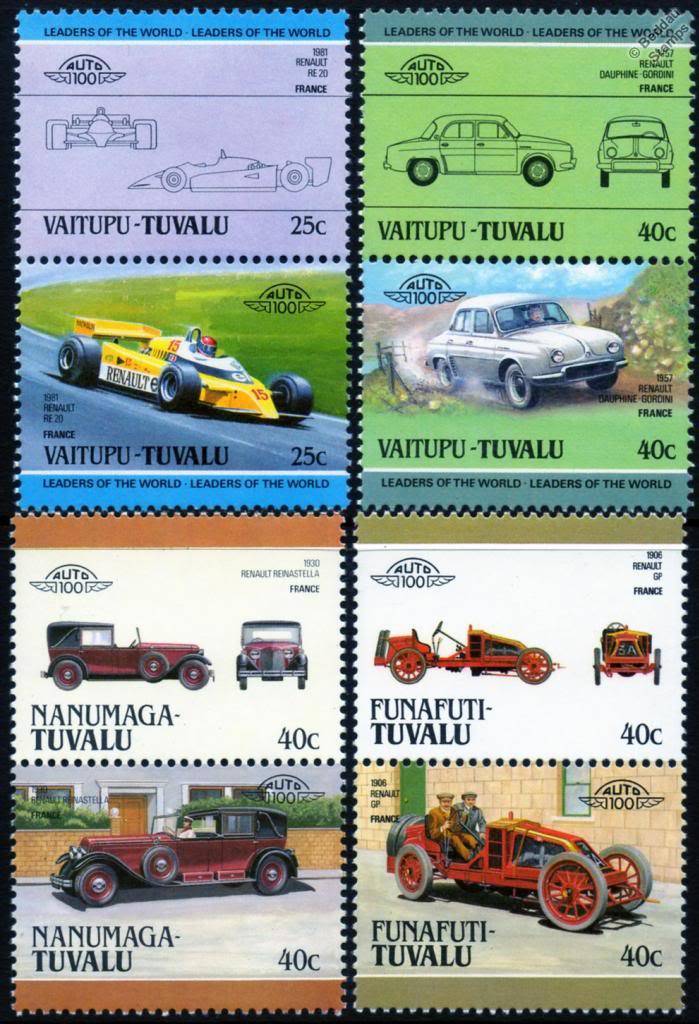 RENAULT Collection of 8 Car Stamps (Auto 100 / Leaders of the World) | eBay