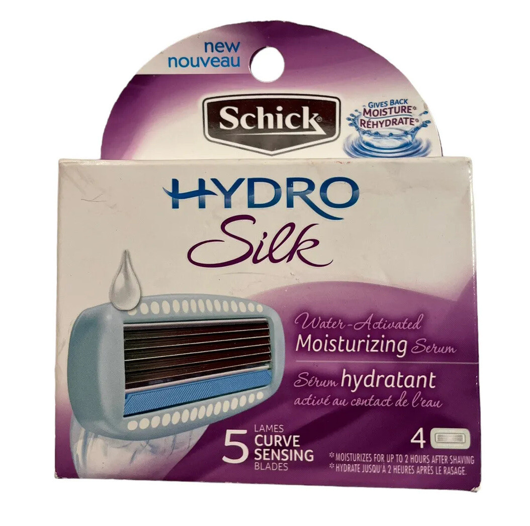 Schick Hydro Silk Razor 5 Curve Sensing Blades Replacement 4 Cartridges ...