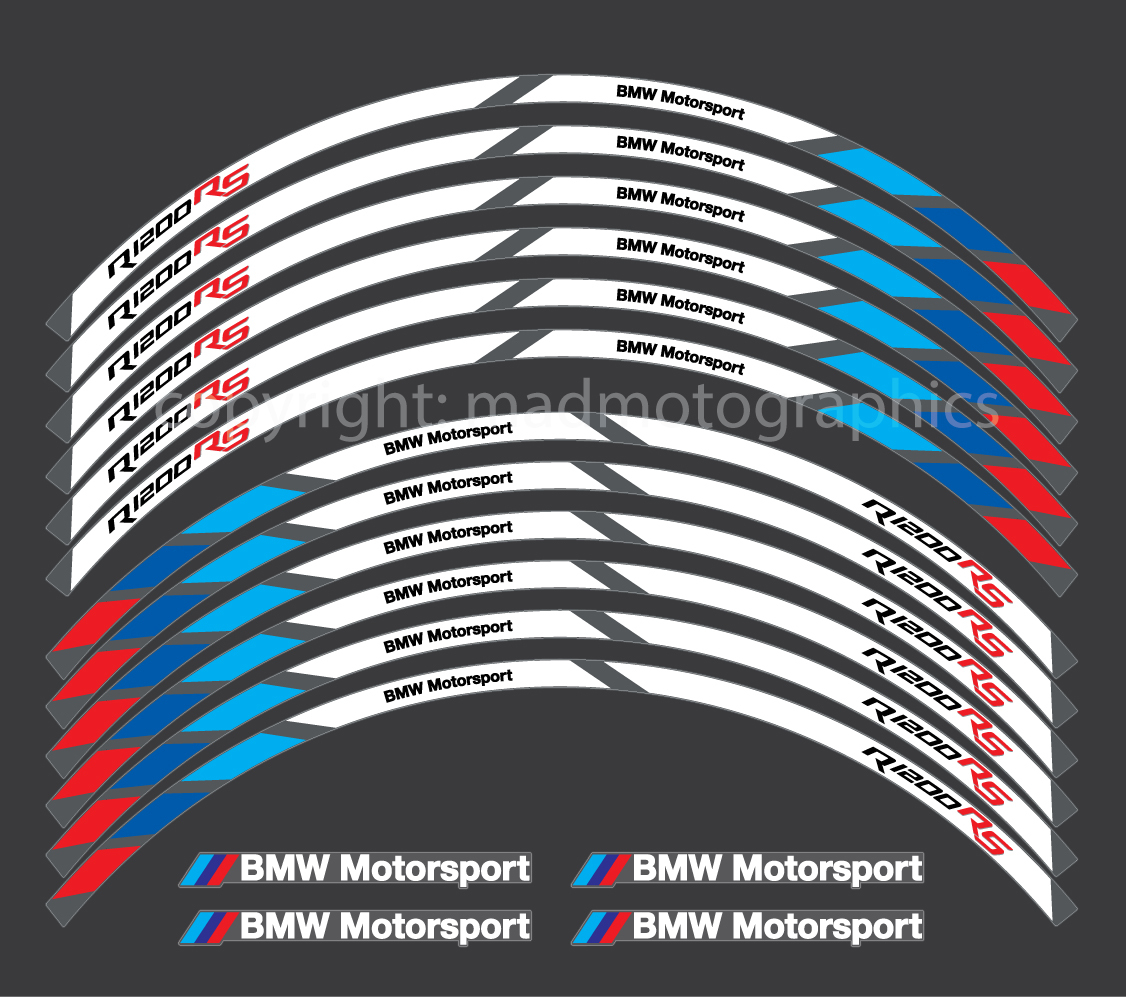 R1200RS motorcycle wheel decals rim stickers set stripes r1200 rs BMW ...