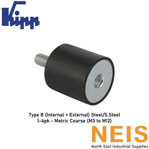 KIPP Rubber Buffers Type B (Internal + External) Metric M3-M12 (Pack ...