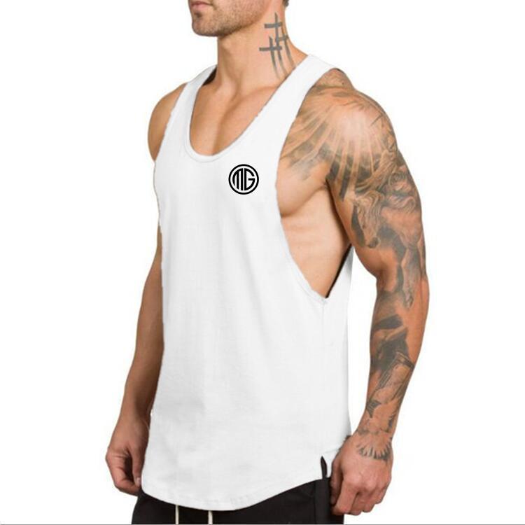 Men's Gym Tank Top Muscle Stringer Athletic Fitted Tee Shirt Workout ...