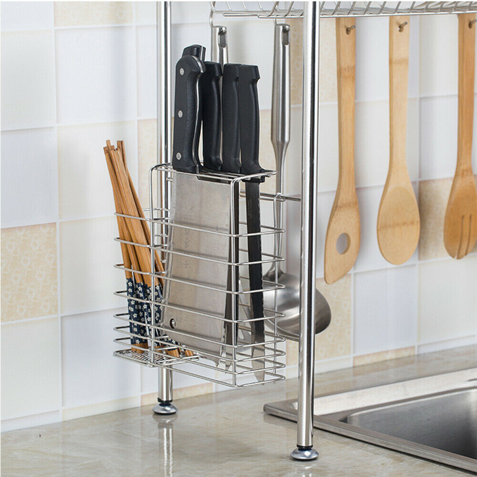Stainless Steel Kitchen Supplies Storage Shelf Cutlery Sink Dish Drying ...