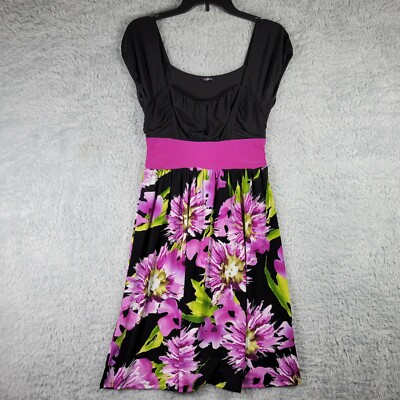 Maurices Dress Womens Small Black Pink Floral Cap Sleeve Fit Flare | eBay