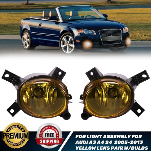Audi Pair Fog lights for A3 A4 S4 with H11 55W Bulbs Yellow Glass lens ...