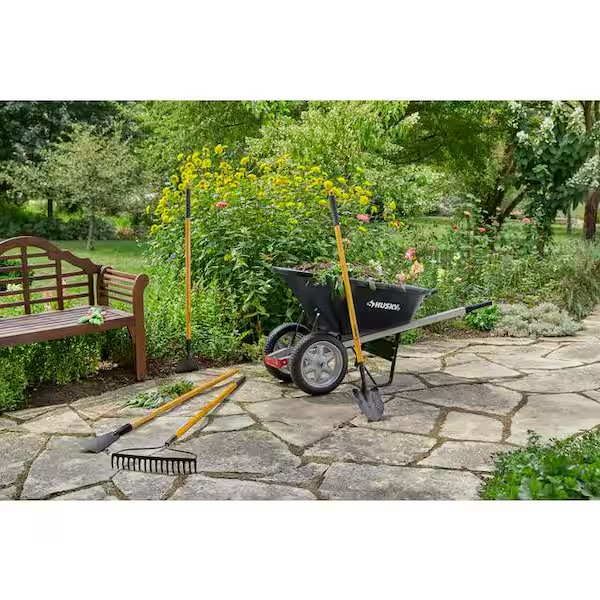 Husky 47 in. L Wood Handle Floral Carbon Steel Digging Shovel with Grip ...