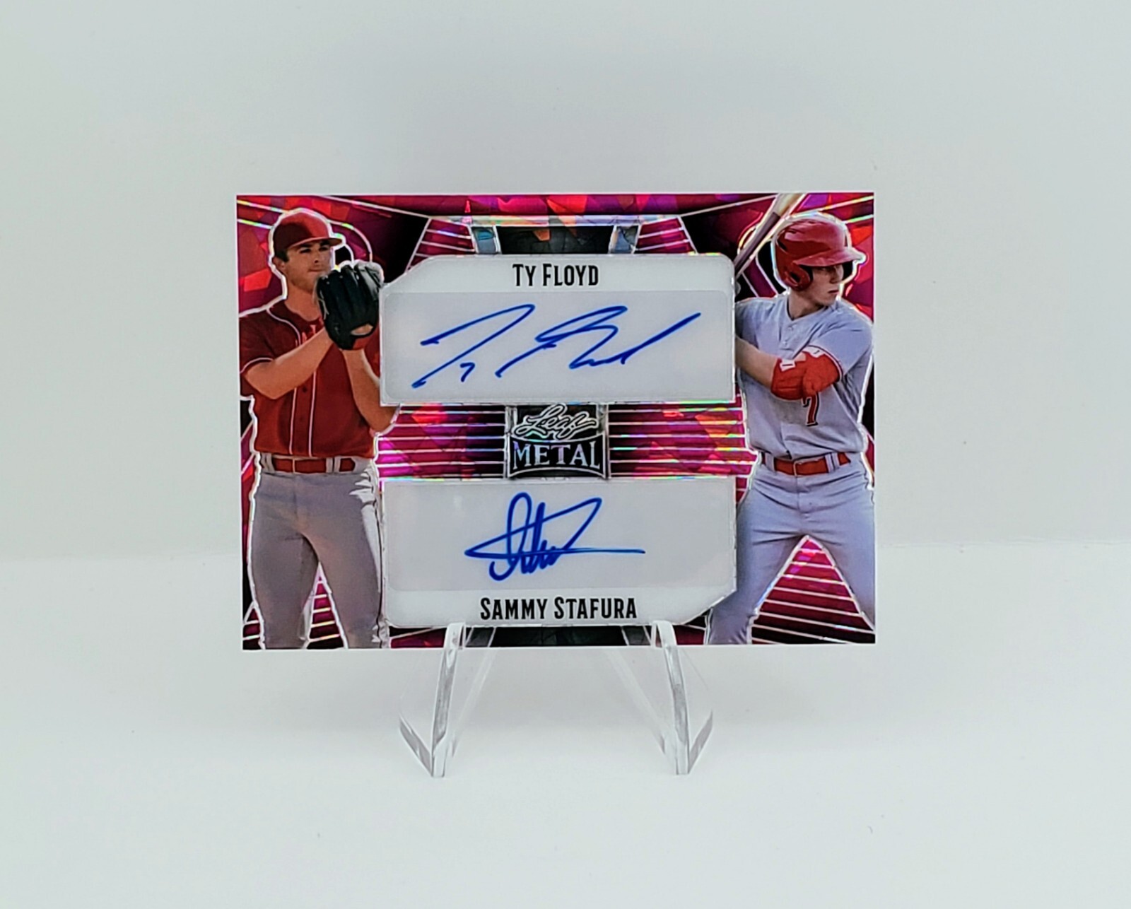 2023 Leaf Metal Pink Crystal Dual Autographs Ty Floyd Sammy Stafura #2/ ...
