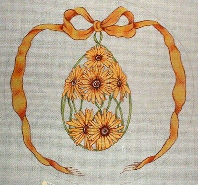 Vintage Floral Daisy Egg Hand Painted Needlepoint Canvas Dennis Kyte ...