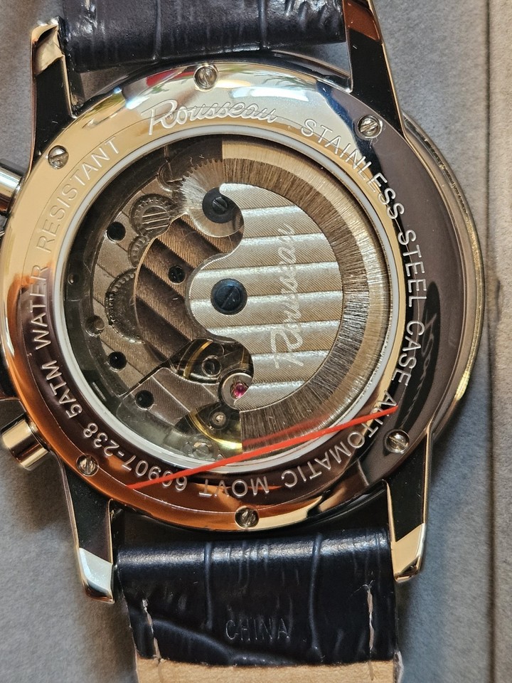 Rousseau Men's Automatic Watch Montage Blue/silver Multi Function NOS ...