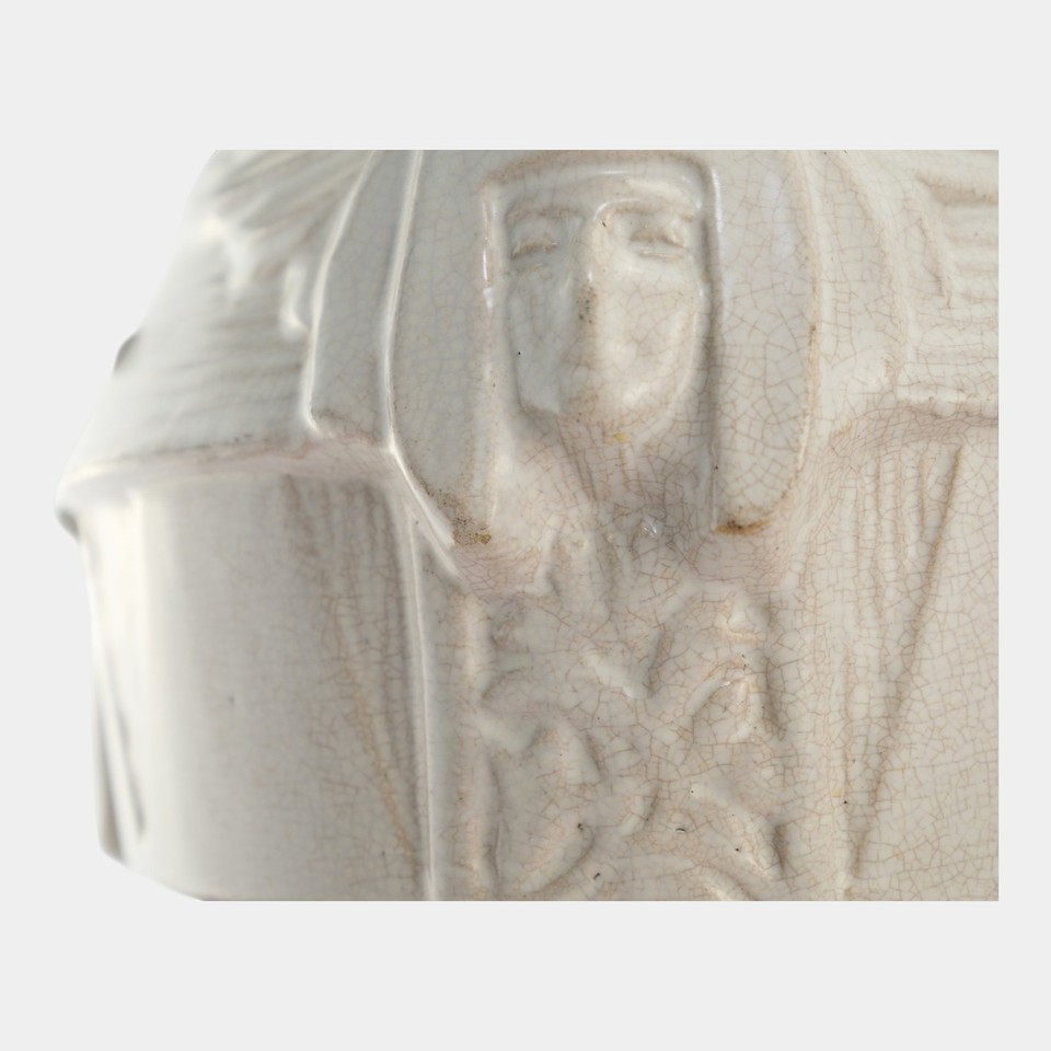 McCoy 1920s Art Deco Egyptian Revival Art Pottery White Sphinx Sand Jar ...