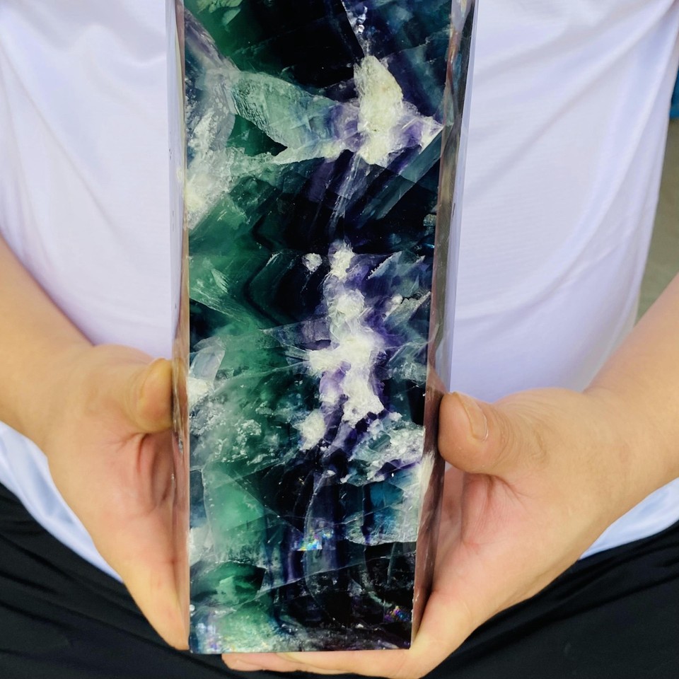 CRYSTAL Fluorite Obelisk Quartz Crystal Healing Reiki Wand Tower Point ...