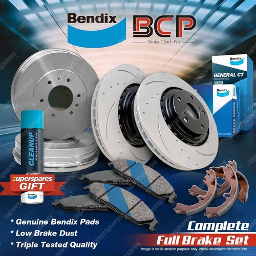 F+R BCP Slotted Brake Rotors Drums Bendix Pads Shoes for Mitsubishi ...