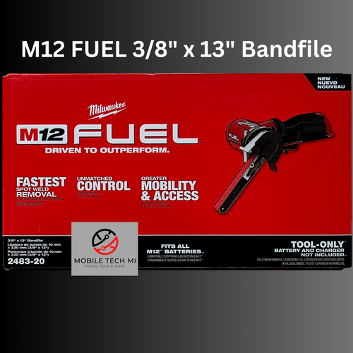 Milwaukee M12 FUEL 2483-20 3/8" x 13" Bandfile Cordless 12V Belt Sander ...