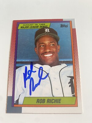 Rob Richie Signed 1990 Topps Major League Debut Detroit Tigers Card ...
