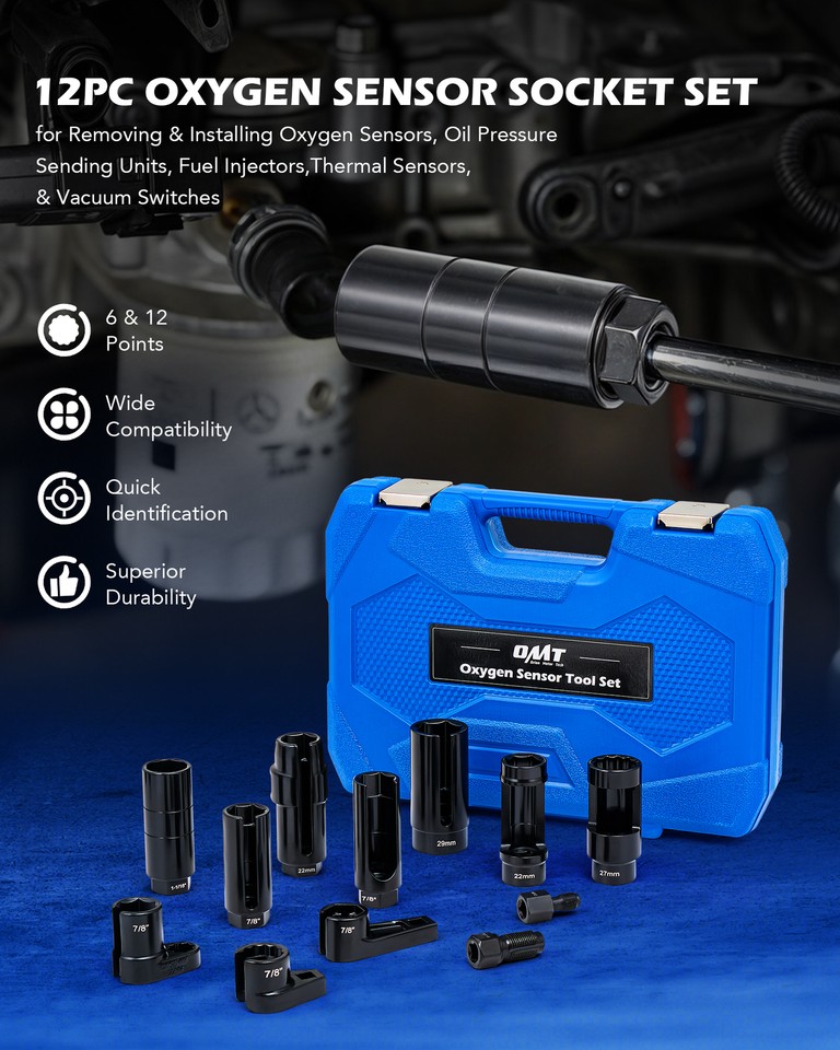 OMT 12pc O2 Sensor Removal Kit Oil Pressure Sensor Socket Set with ...