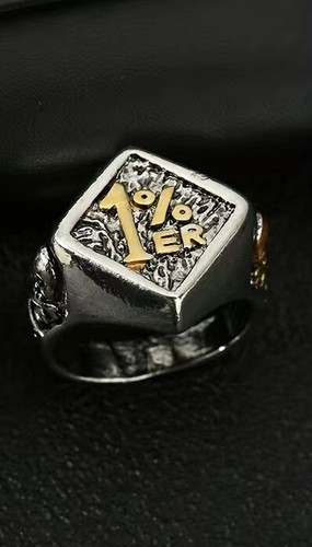 🔥Biker Ring 1%er Diamond Skulls Gold/Silver/Black- 1%er Guardian Bell ...