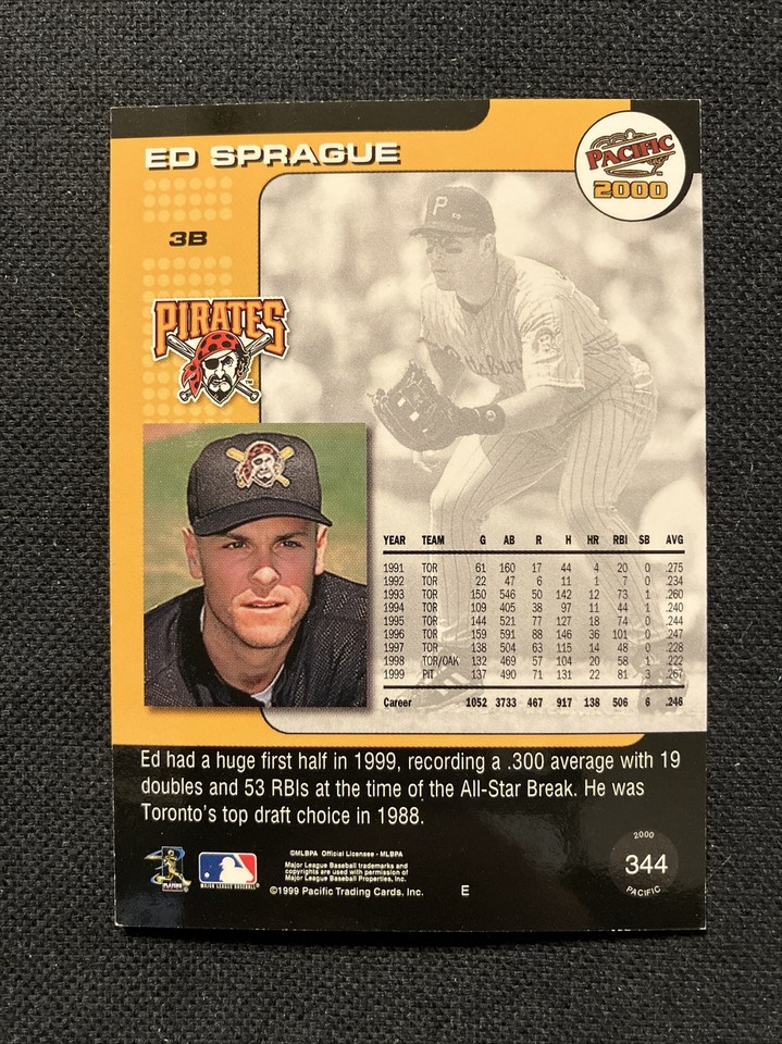 2000 Pacific Gold Parallel 344 ED SPRAGUE Pittsburgh Pirates #/199 | eBay