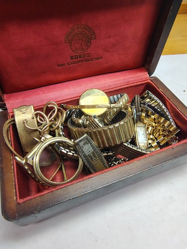 Vintage Gold Filled & Other Type Metal Watchmaker Scrap 283 Grams & Box ...
