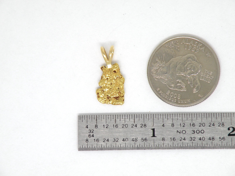 Genuine Natural Alaskan - Yukon Gold nugget Pendant with 14k gold 18 ...