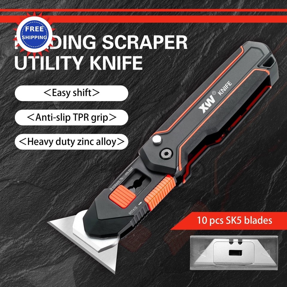 XW Folding Scraper Utility Knife Heavy Duty Zinc Alloy Tool 10 PCS SK5 ...