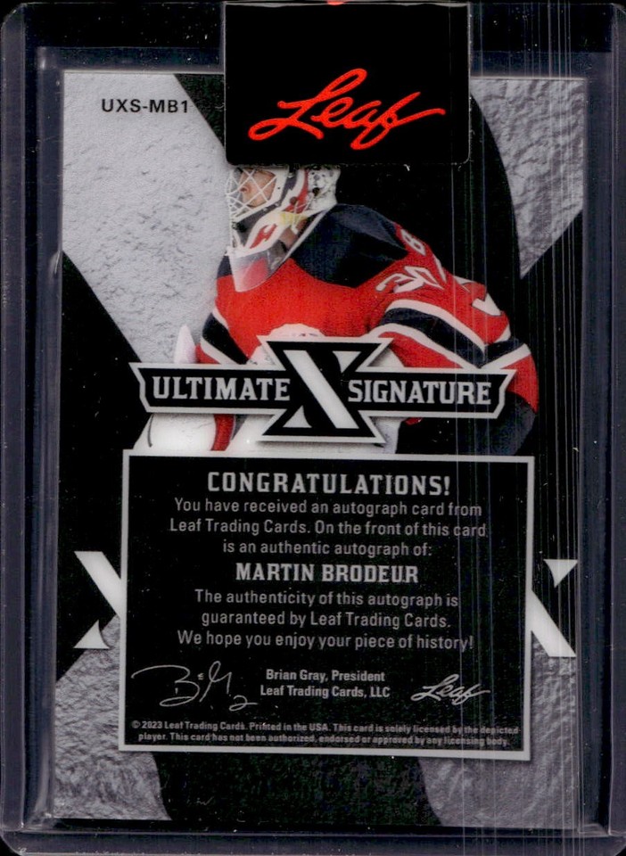 Martin Brodeur 2023 Leaf Ultimate Hockey #UXS-MB1 Ultimate X Signature ...