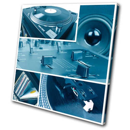 DJ Club music Collage Blue SINGLE TOILE murale ART Photo Print | eBay