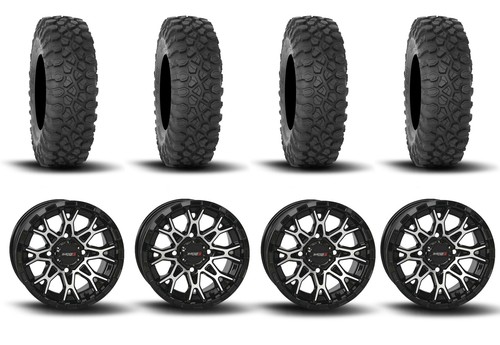 System 3 ST-6 Alum Gloss Black/Machined 14" Wheels XT400 Tires [30x10R ...