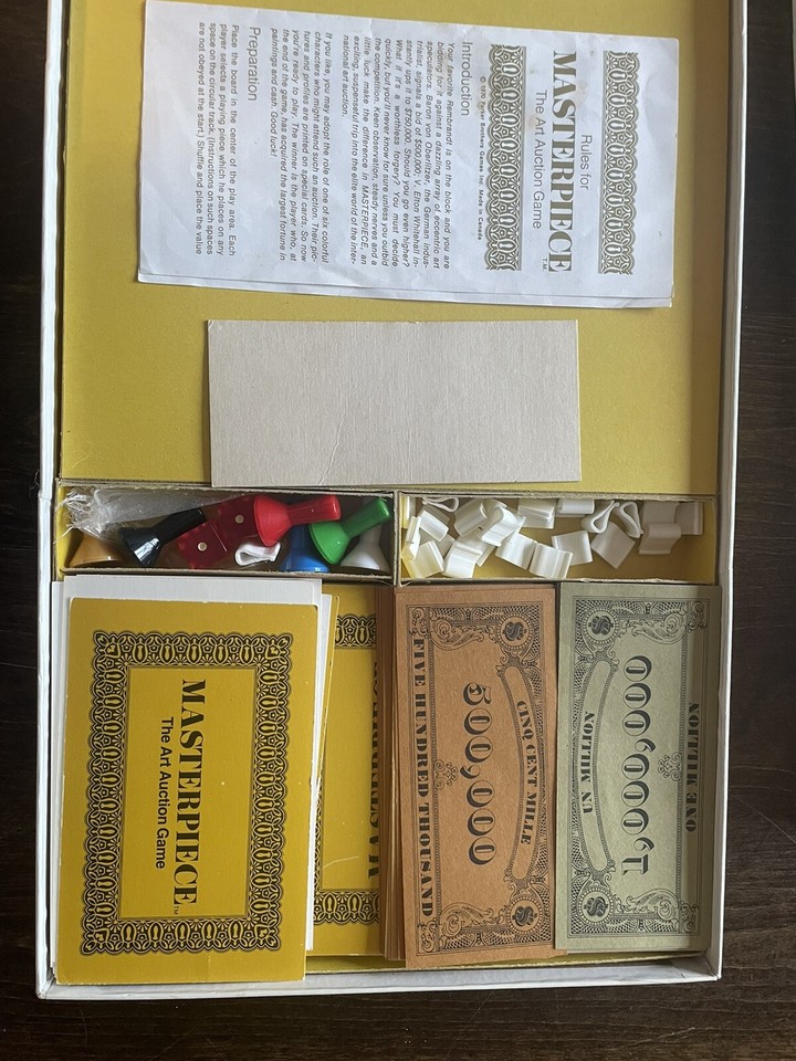 Masterpiece Board Game Art Auction Parker Brothers Vintage 1970 | eBay