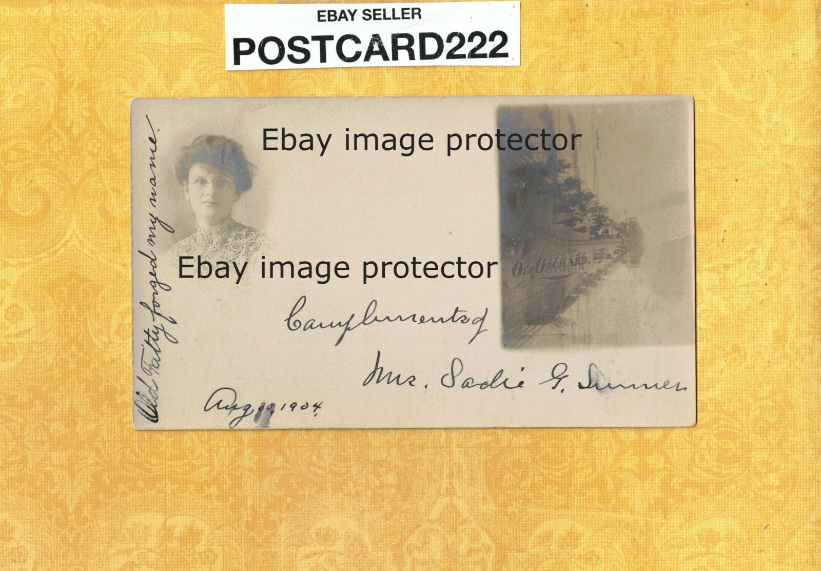 ME Old Orchard Beach 1904 antique RPPC postcard SADIE G SUMMER SUMNER ...