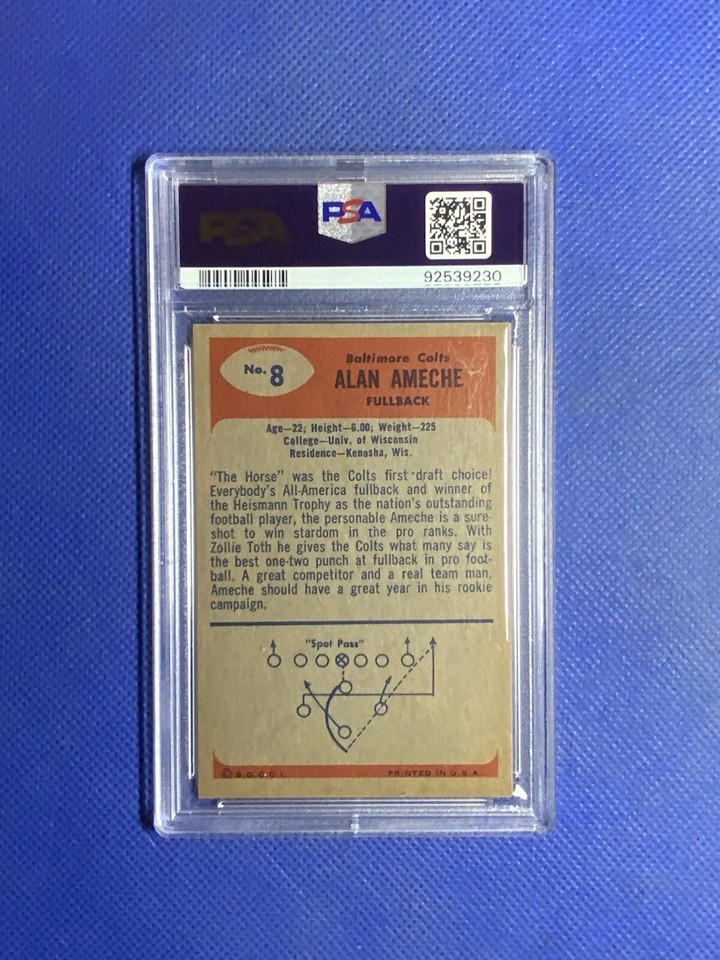 1955 Bowman Football #8 Alan Ameche PSA 6 EX-MT Baltimore Colts | eBay
