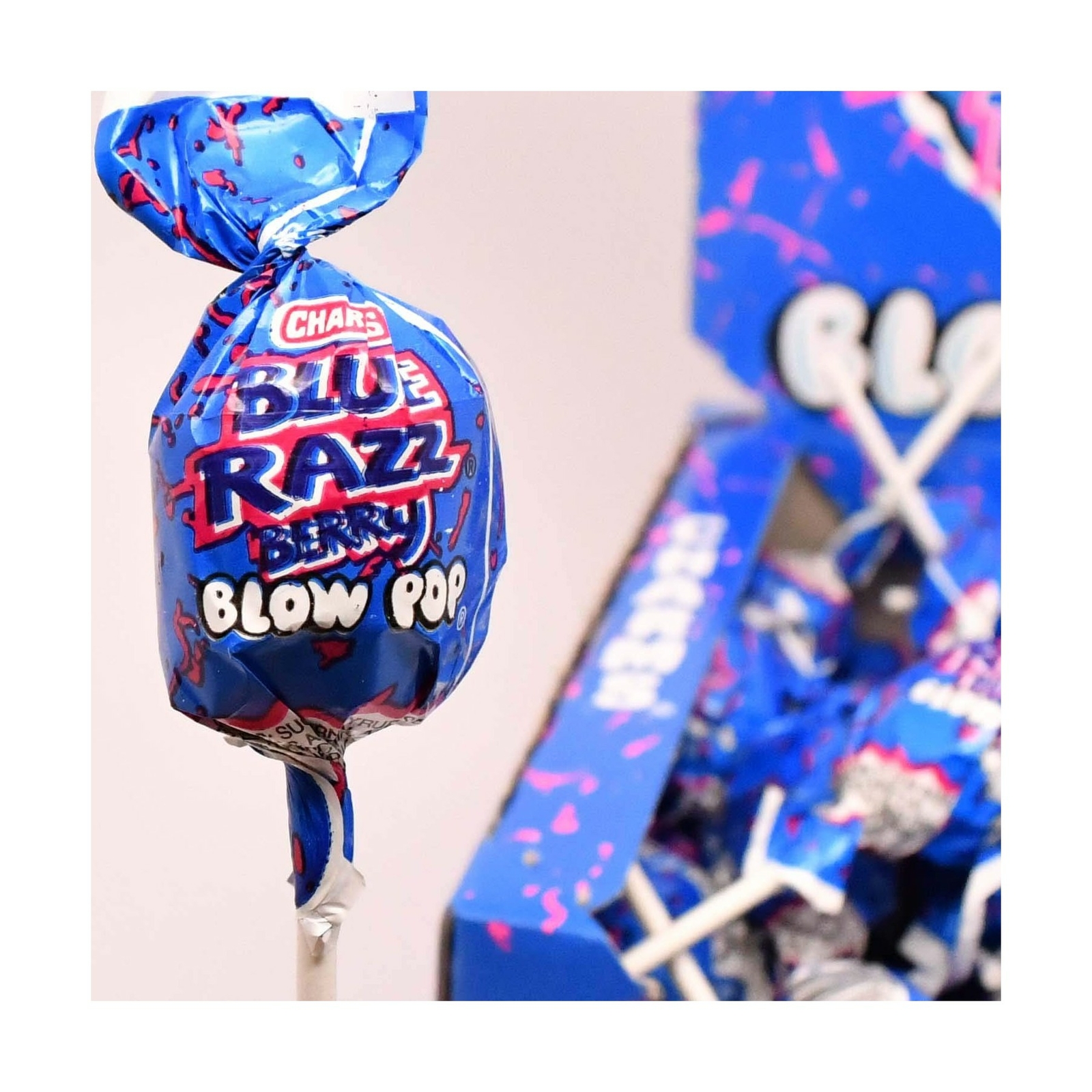 Charms Blow Pops Blue Razz Berry Flavor Sugar Corn Syrup Hard Candy ...
