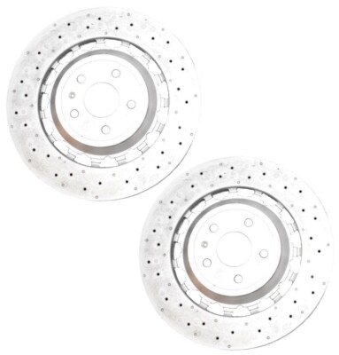 SHW Performance Pair Set of 2 Front Drilled 370mm Disc Brake Rotors For ...
