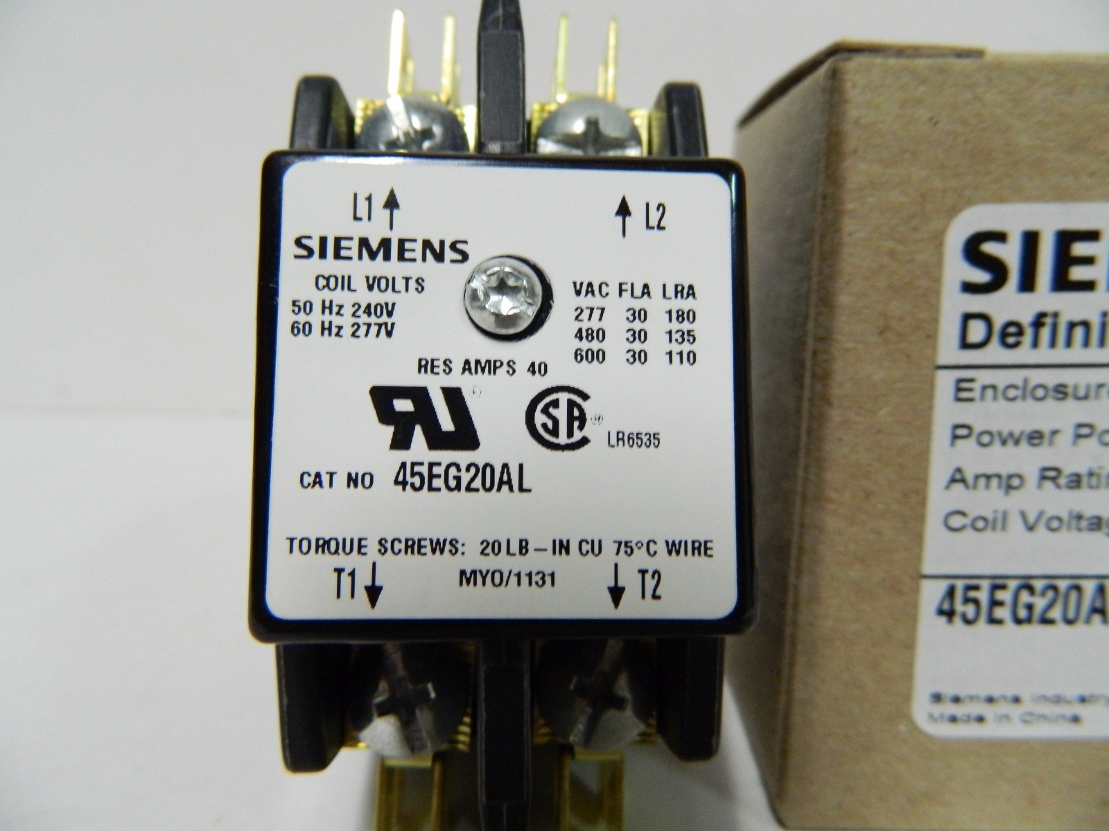 NEW Genuine Seimens 45EG20AL Contactor Series 50/60Hz 240 277 Volt ...