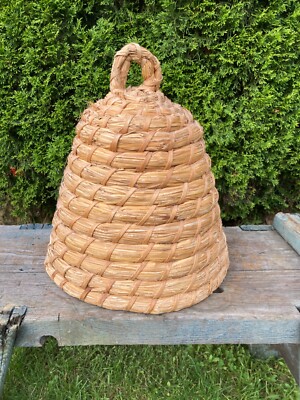 Vintage Bee Skep Beehive Coiled Rye Grass Basket | eBay