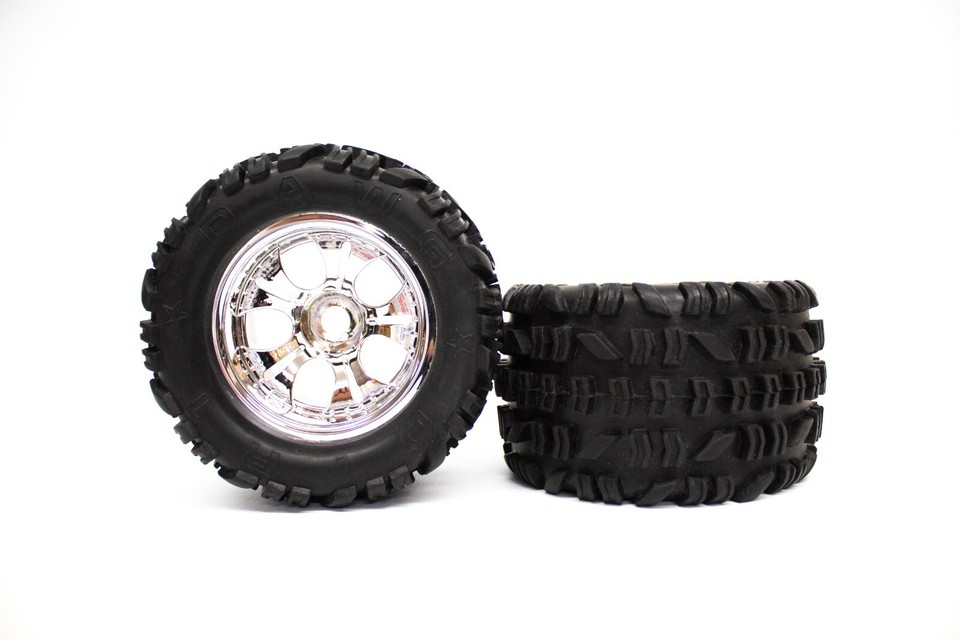 IMEX 3.2" Trail Dawg Tires & Falcon Chrome Rims (1 Pair) 17/14mm Hex | eBay