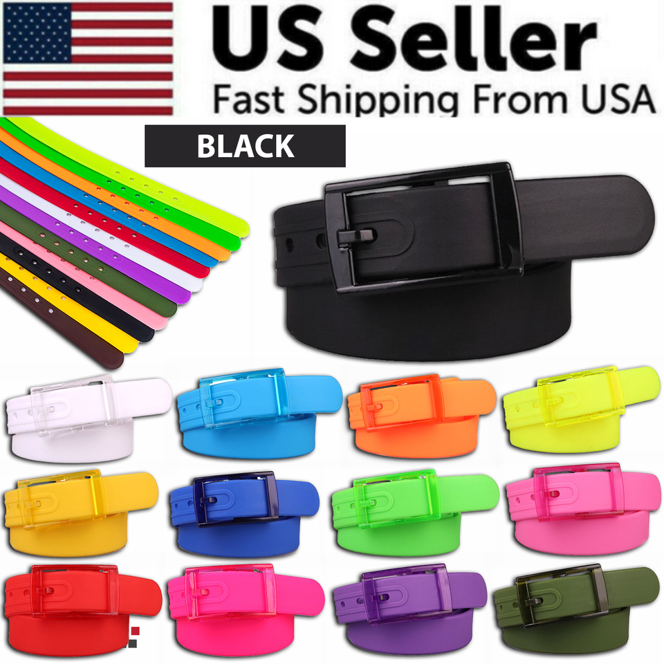 Adjustable Cut to Fit Rubber Plastic Jelly Silicone Casual Belt With ...