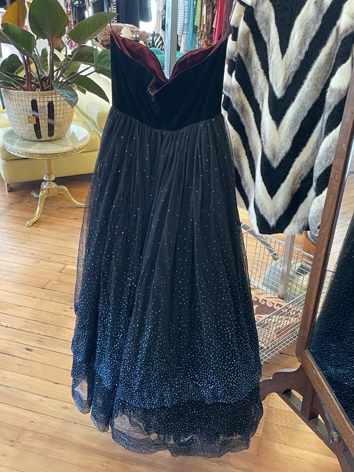 Starry Night Prom Dress Ball Gown Black, Blue Rhinestones Beverly Hills ...