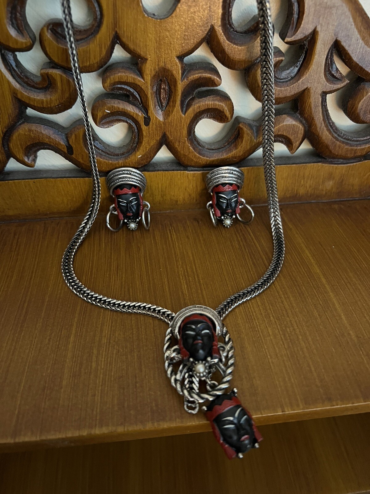 Vintage Selro Blackamoor Asian Princess Necklace And … - Gem