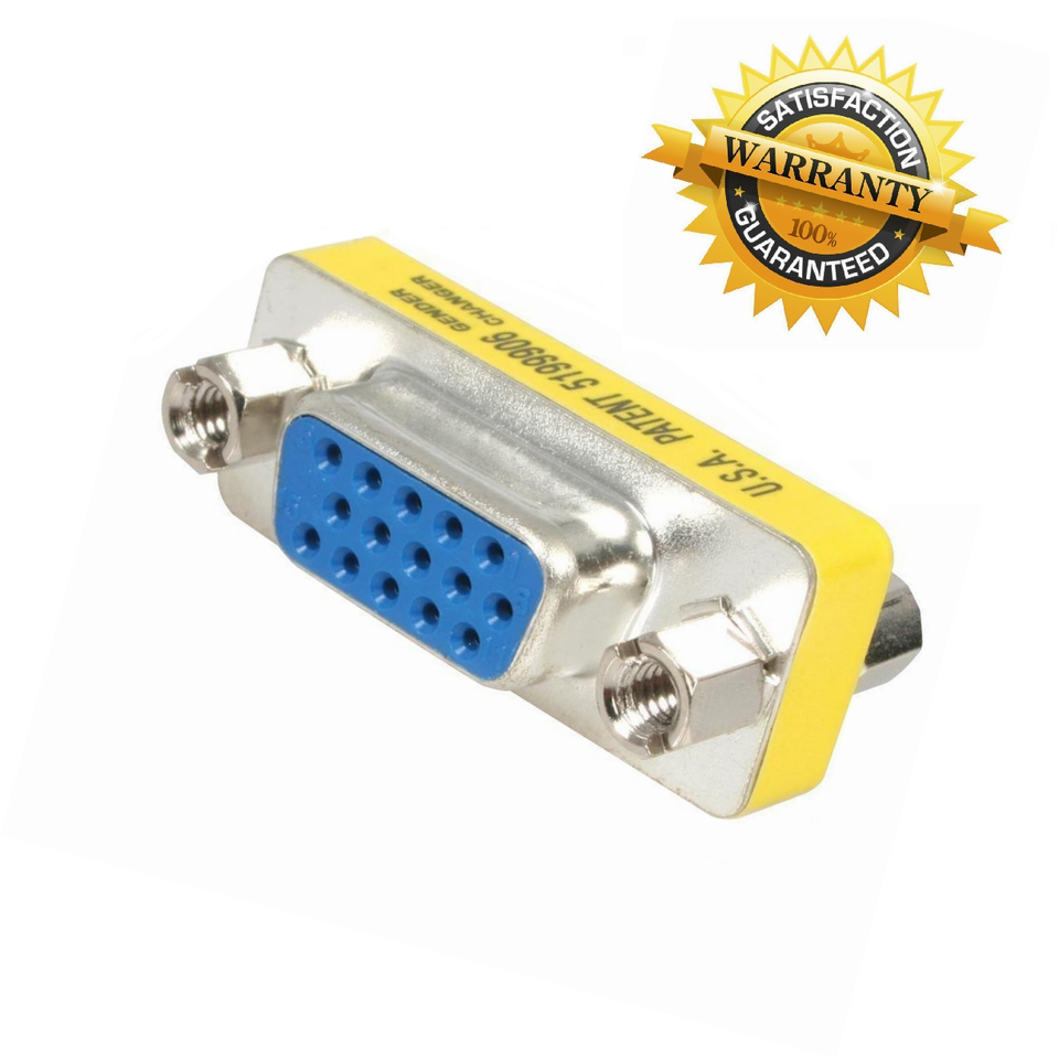 15 Pin VGA SVGA Female to Female Plug Coupler gender Changer Converter ...