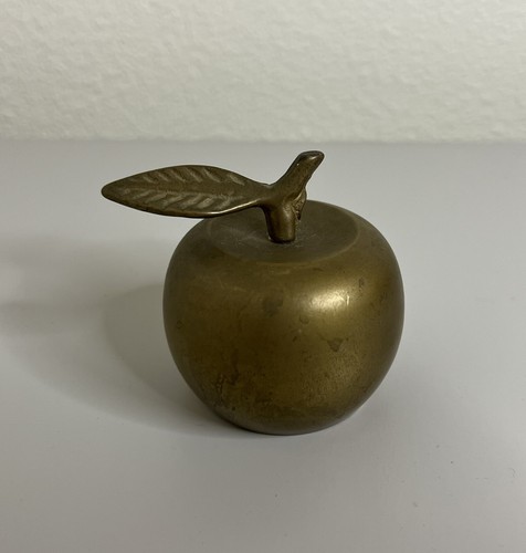 Vintage Brass 3” Apple Bell With Stem And Leaf Teacher Bell Desk Bell ...