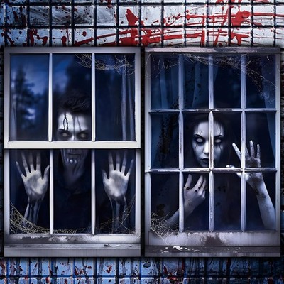 Halloween Scary Ghost Window Curtains Door Cover Panel Curtain Party ...