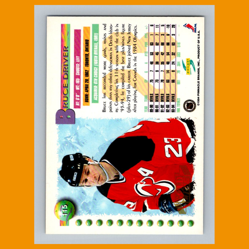 Bruce Driver #115 1994 Score Gold Line New Jersey Devils Hockey Card ...