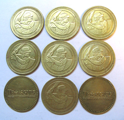 Lot of 9 - Baseball Batting Cage Brass Coin Tokens '' EC.TX. Bank ...