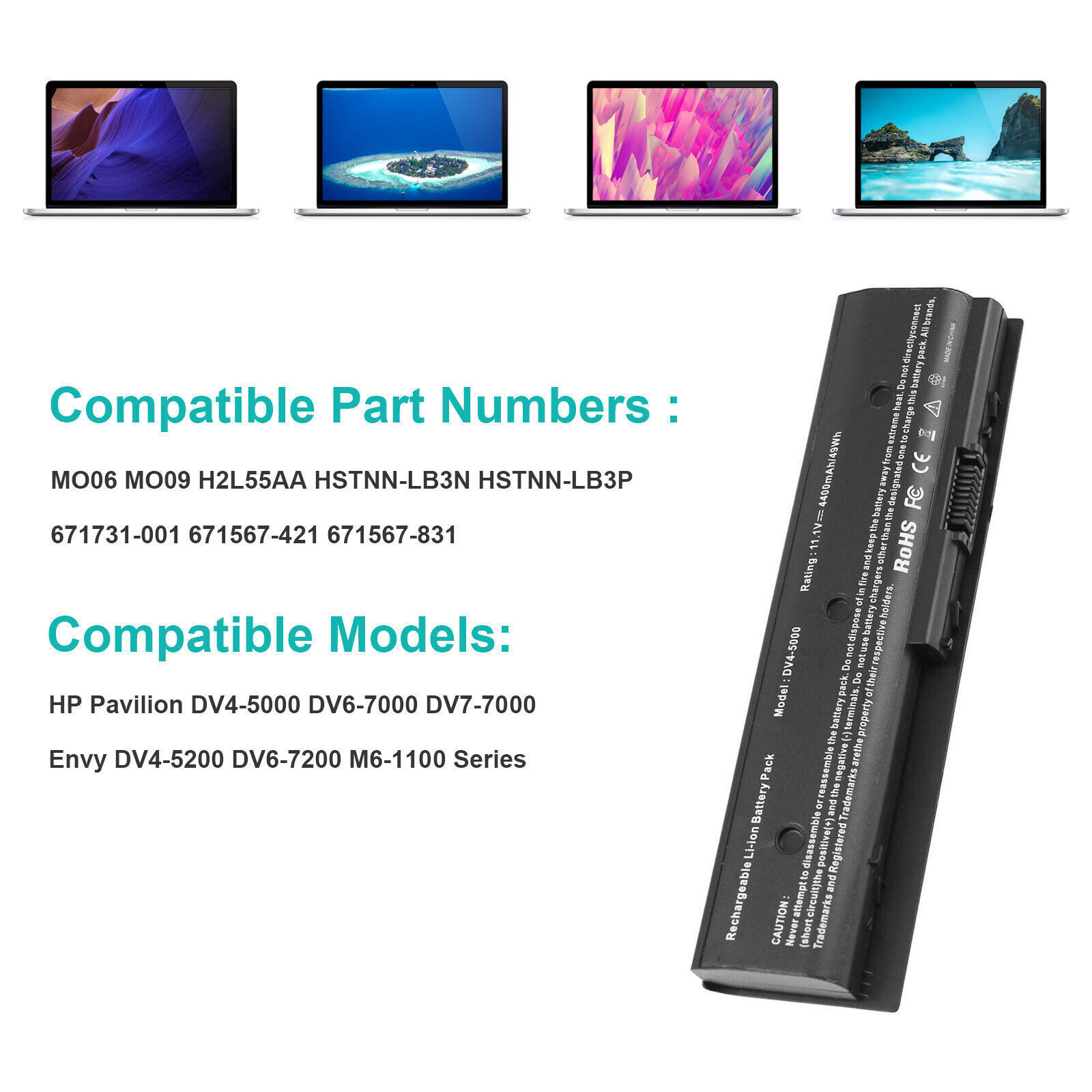 MO06 MO09 Laptop Battery for HP DV4-5000 DV6 DV7 DV7t-7000 Notebook ...