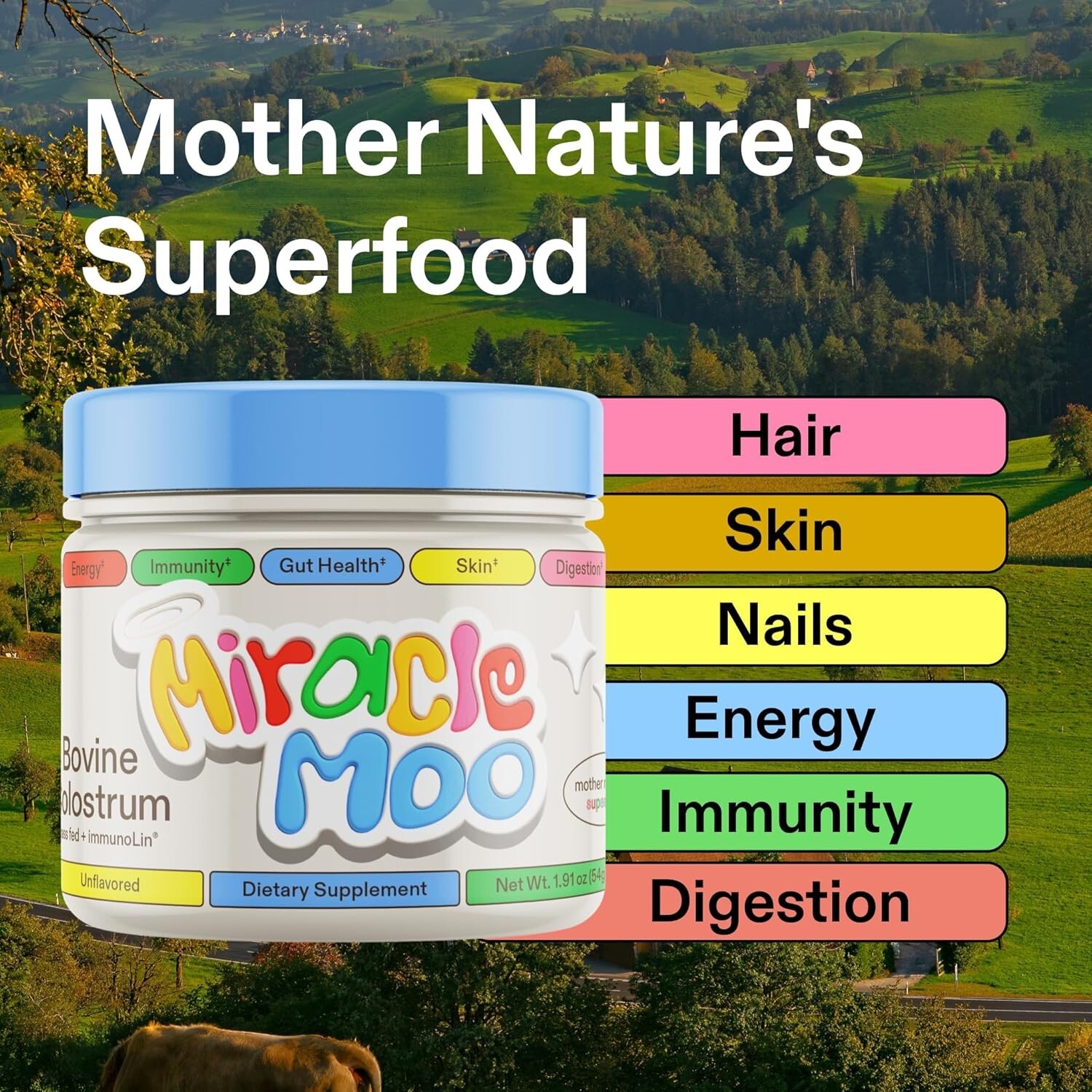 Miracle Moo Colostrum Powder | Unflavored | Grass-fed Colostrum with ...