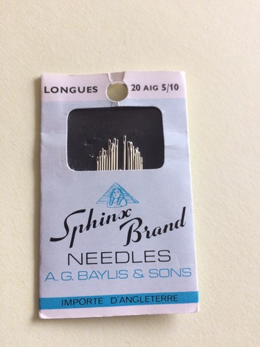 Sphinx Brand Needles aiguilles longues 5/10 A.G. Baylis & Sons Studley ...