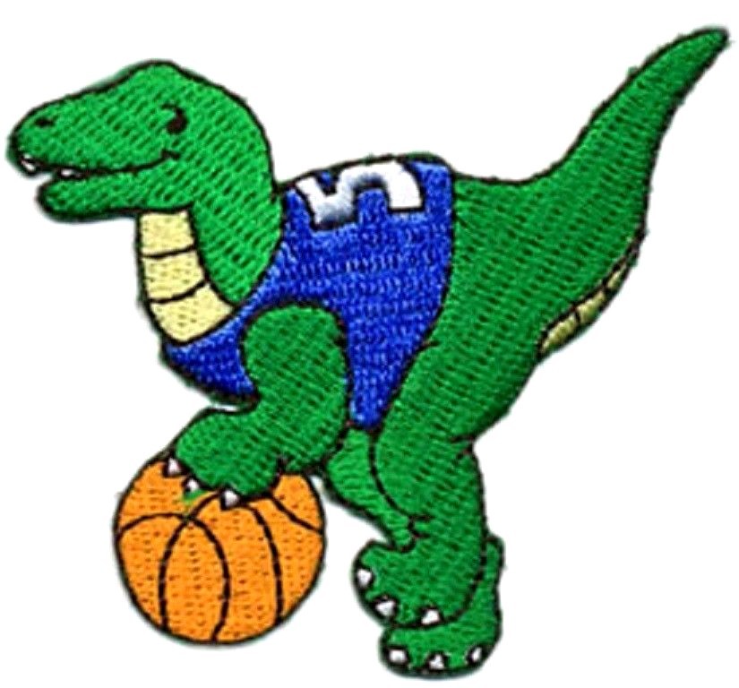 Embroidered Iron-On Applique T-Rex Basketball Dinosaur, 2 3/4 x 3 1/8 ...
