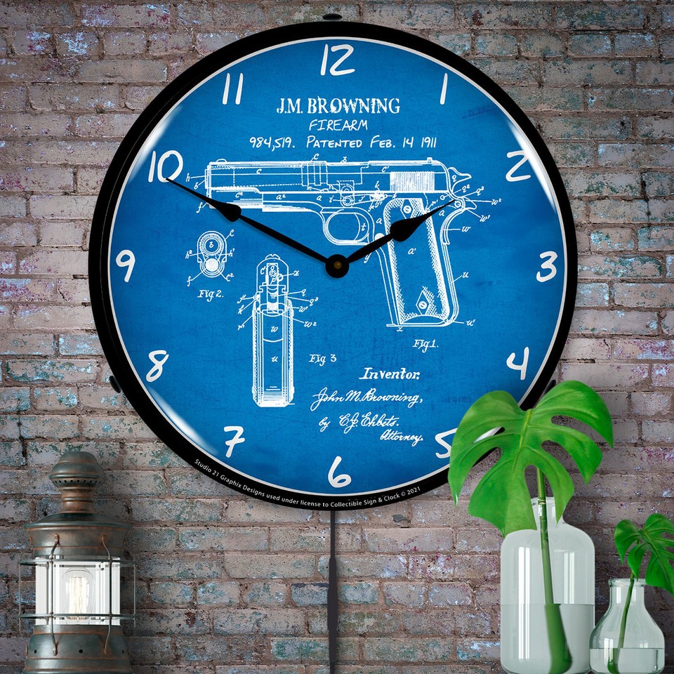 1911 Colt Patent, Lighted Backlit LED Wall Clock, Free Shipping | eBay