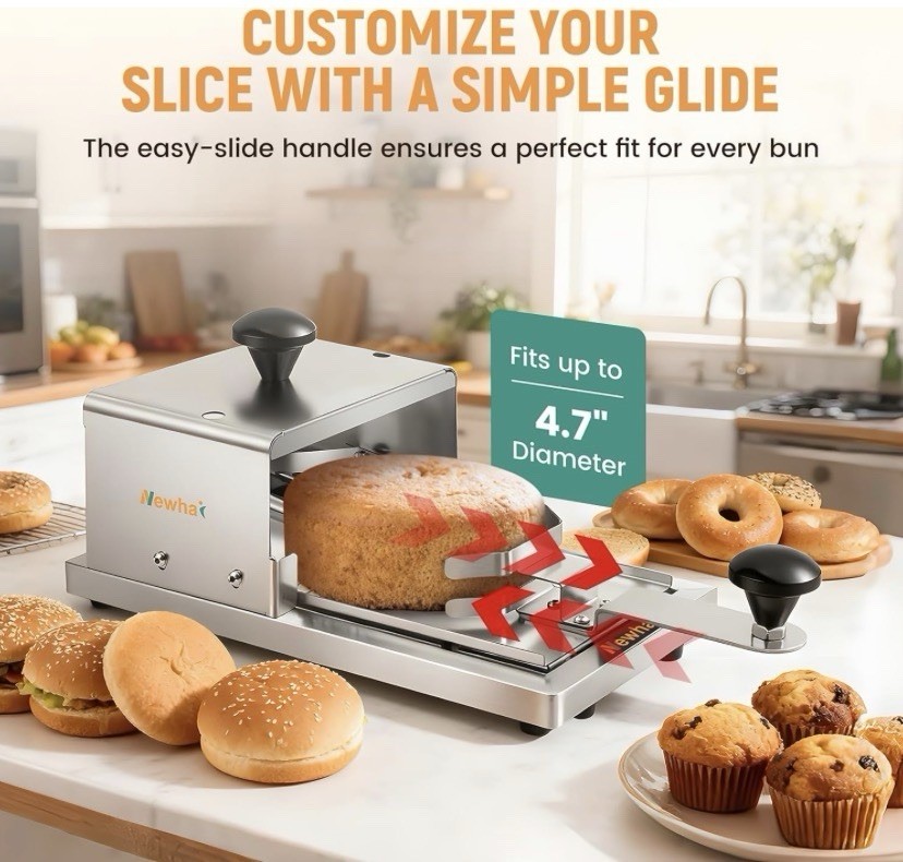 Commercial Bagel Slicer Manual Hamburger Bun Cutter Bread Guillotine SS ...
