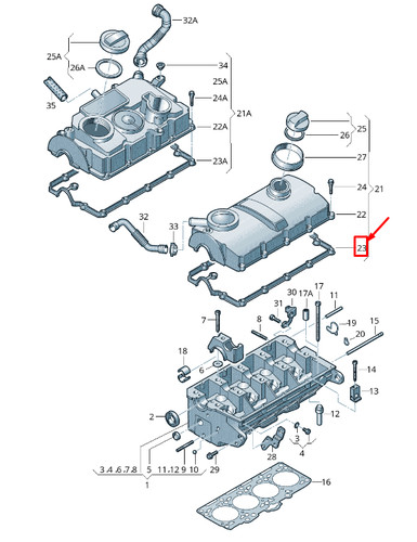 AUDI A3 SPORTBACK 8P ENGINE VALVE COVER GASKET 03G103483D ORIGINAL for ...